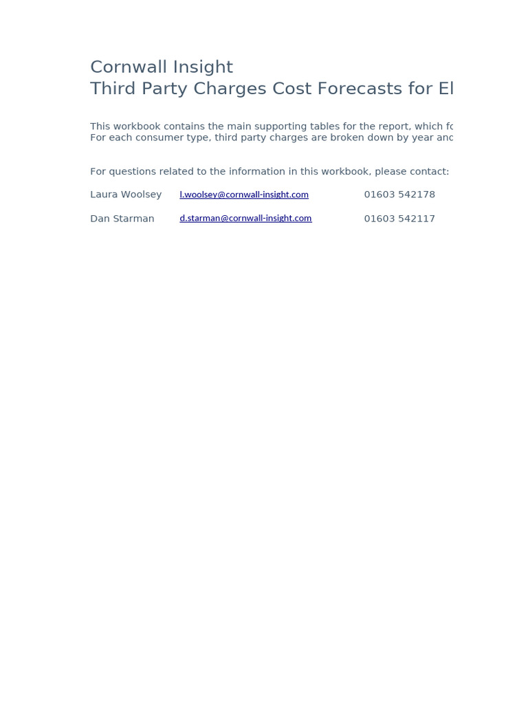 Cornwall Insight TPC Cost Forecasts For Electricity and Gas - February ...
