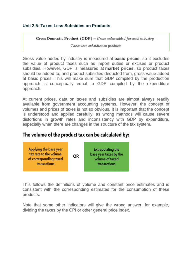 Unit 2.5 Taxes Less Subsidies | PDF