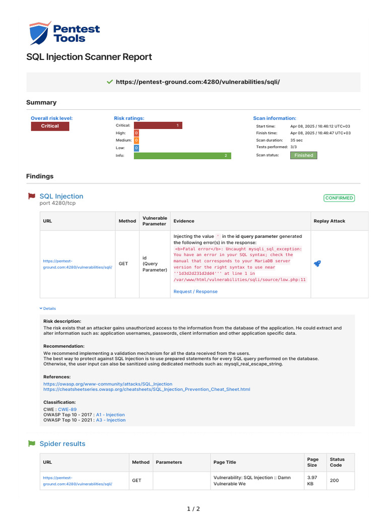 SQL Injection Vulnerability Report | PDF | Computing | Information ...
