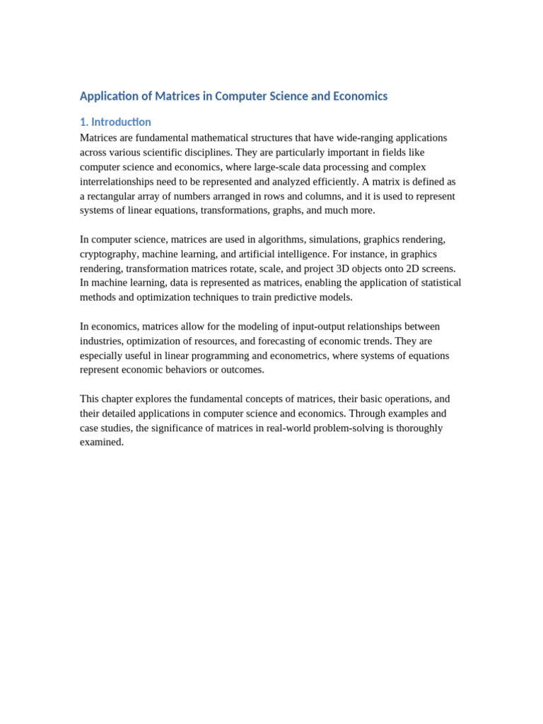 Application of Matrices Expanded Start | PDF