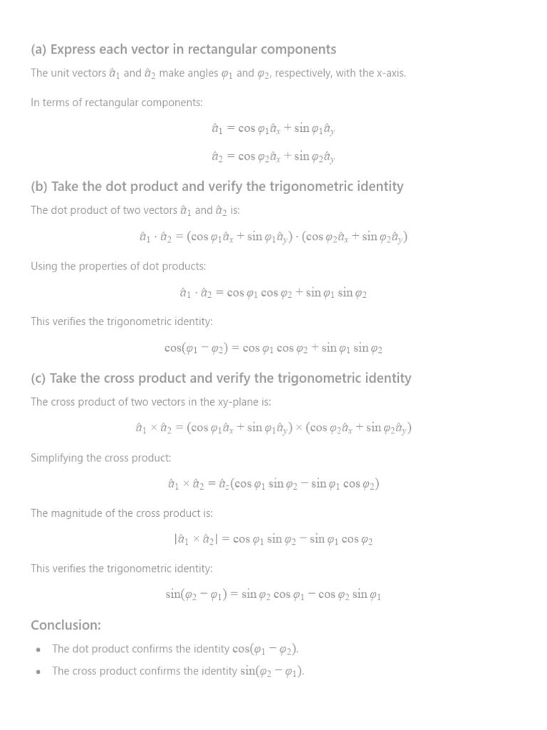 Vector Operations and Trigonometric Identities | PDF | Euclidean Vector ...