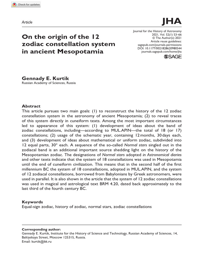 On The Origin of The 12 Zodiac Constella | PDF | Zodiac | Constellation