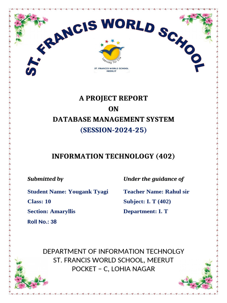 Class 10 IT Prohect Fileilovepdf - Merged | PDF | Relational Database | Relational Model