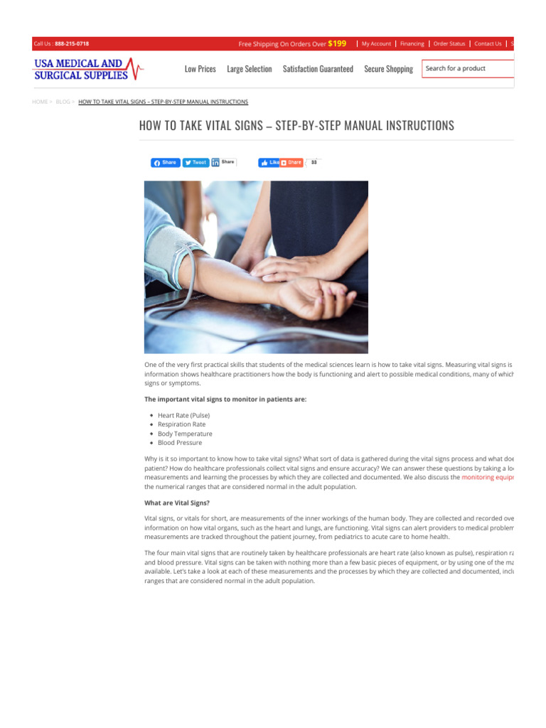 Step-by-Step Guide to Vital Signs | PDF | Blood Pressure | Breathing