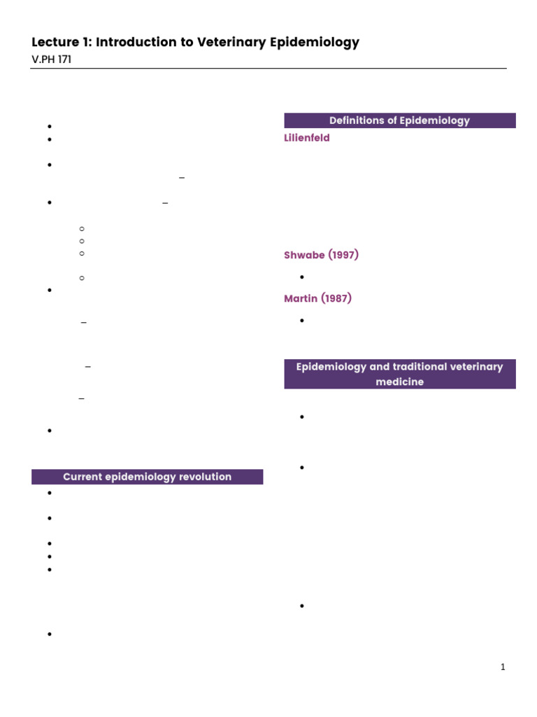 Veterinary Epidemiology Overview | PDF | Epidemics | Infection
