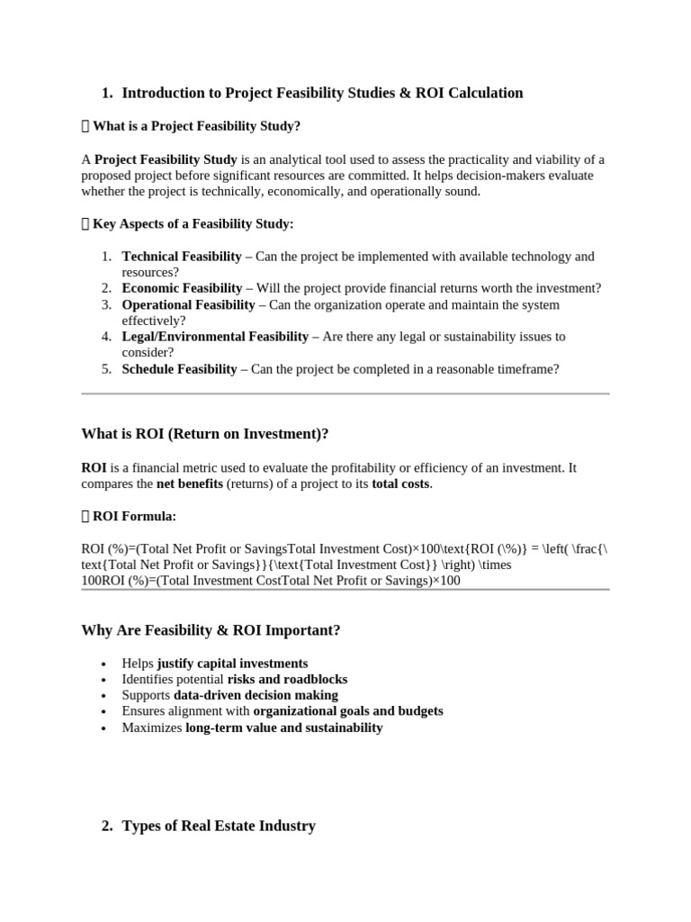 Feasibility Study Format Overview | PDF | Return On Investment ...