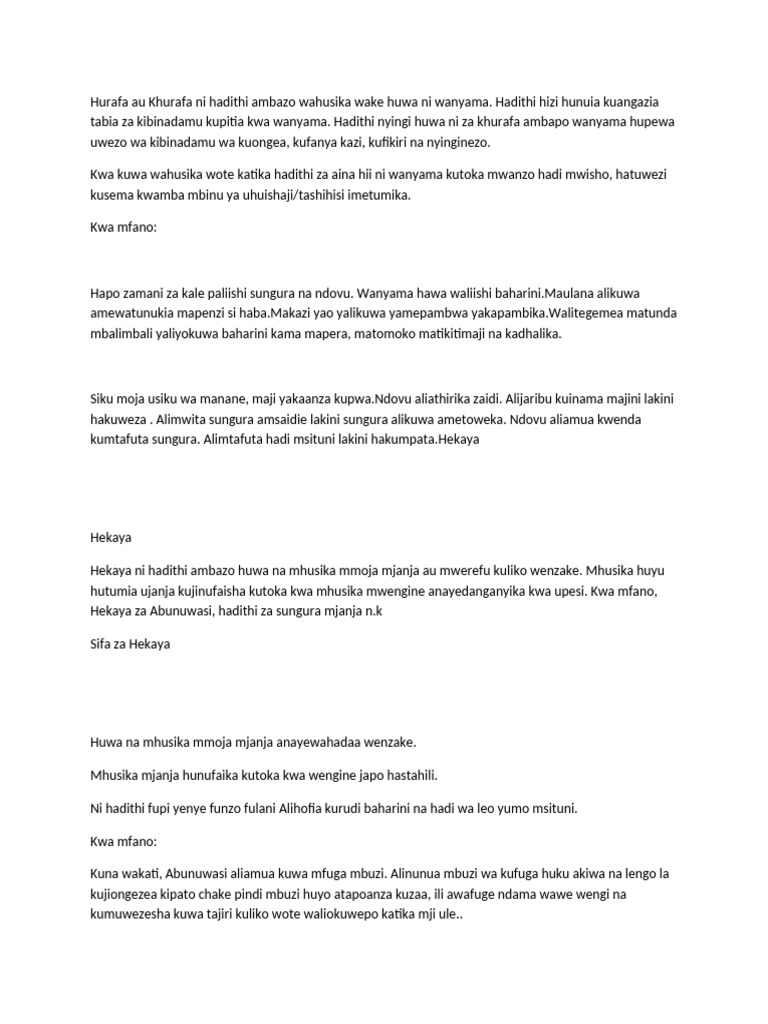 Hurafa Na Hekaya | PDF