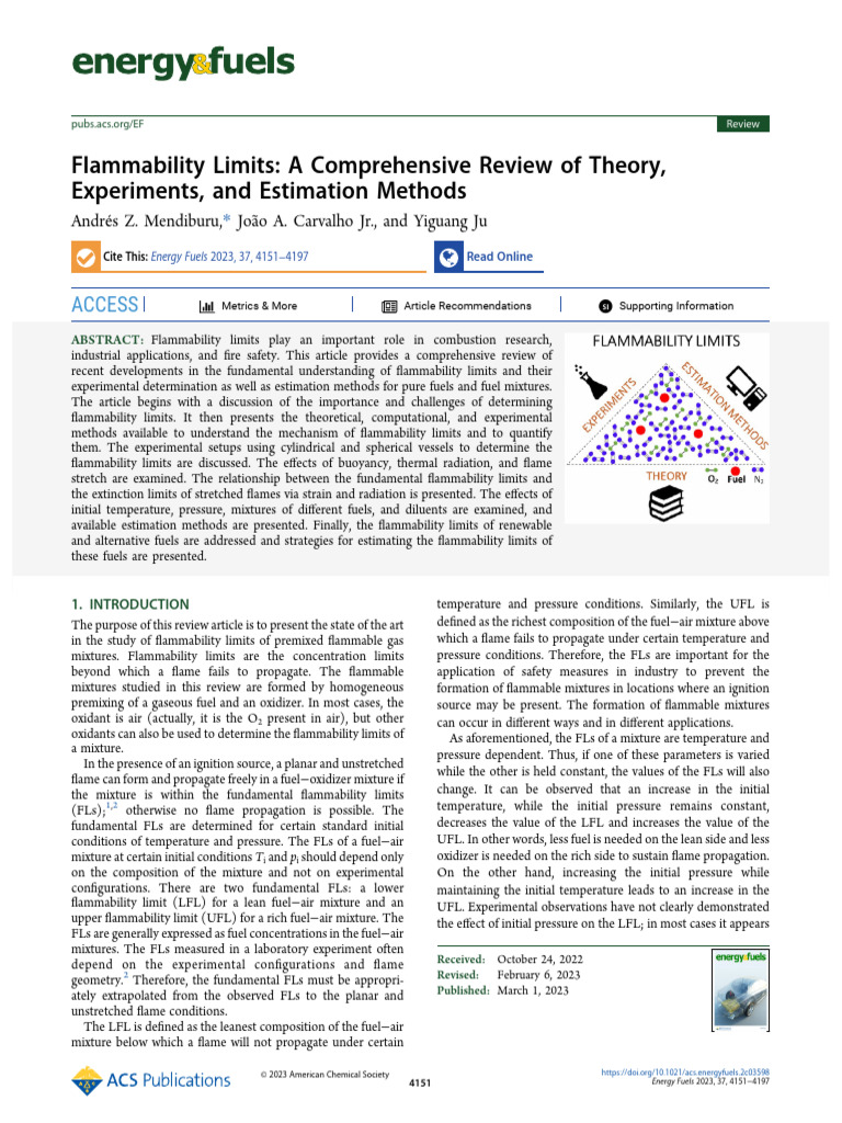 Flammability Limits - Comprehensive Review - 2023 | PDF | Combustion | Fuels