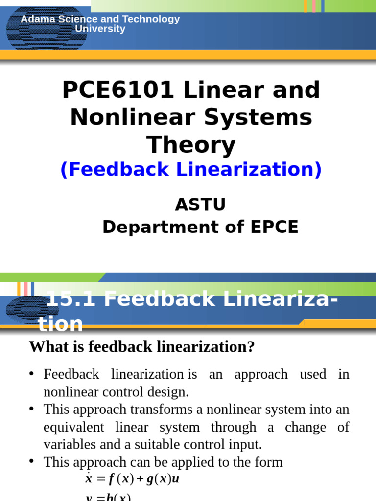 Lecture15 (Feedback Linearization) | PDF | Nonlinear System | Control ...