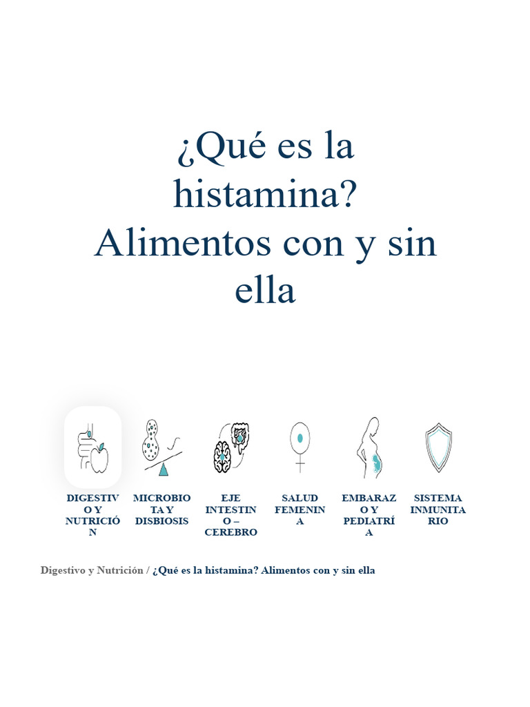 ¿Qué Es La Histamina - Alimentos Con y Sin Ella - Nutribiótica | PDF ...