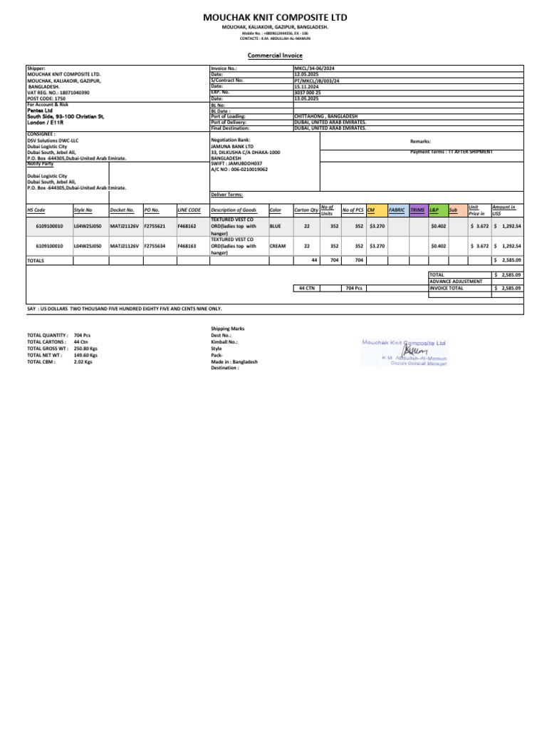 Invoice - 34 - 06 - Sea - Uae | PDF