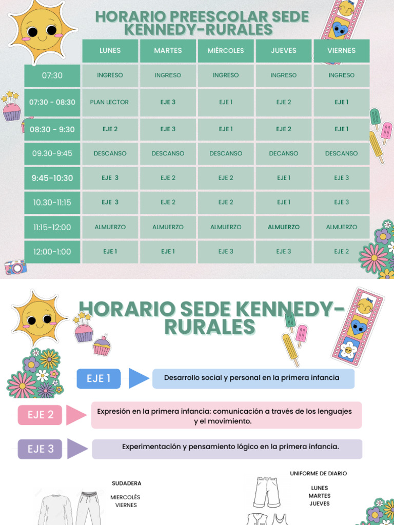 Horario de Clases Escuela Estudio Colegio Juvenil Verde | PDF