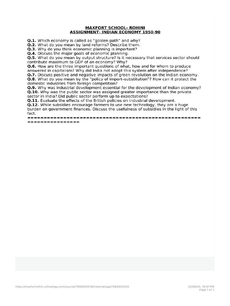 Indian Economy Revision | PDF