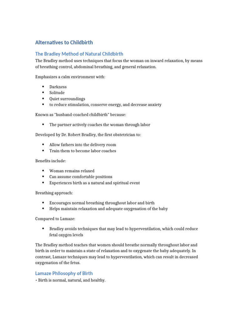 Childbirth Education Methods Explained | PDF | Childbirth | Medical ...