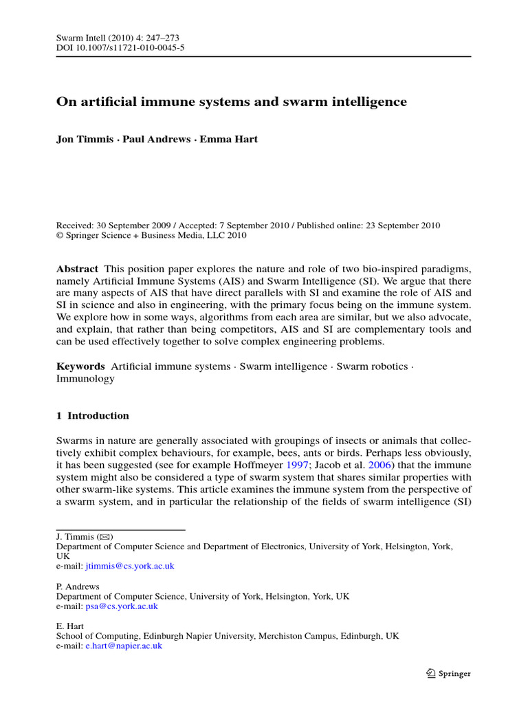 008-On Artificial Immune Systems and Swarm Intelligence | PDF ...