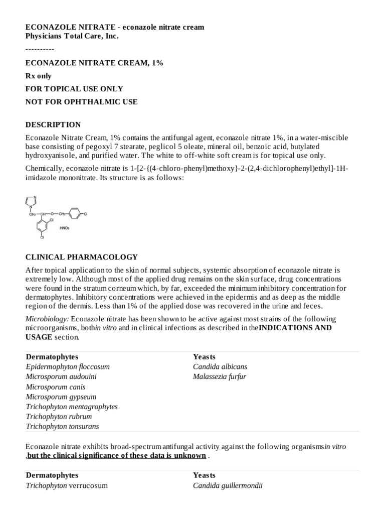Econazole Nitrate Cream | PDF | Dose (Biochemistry) | Chemistry