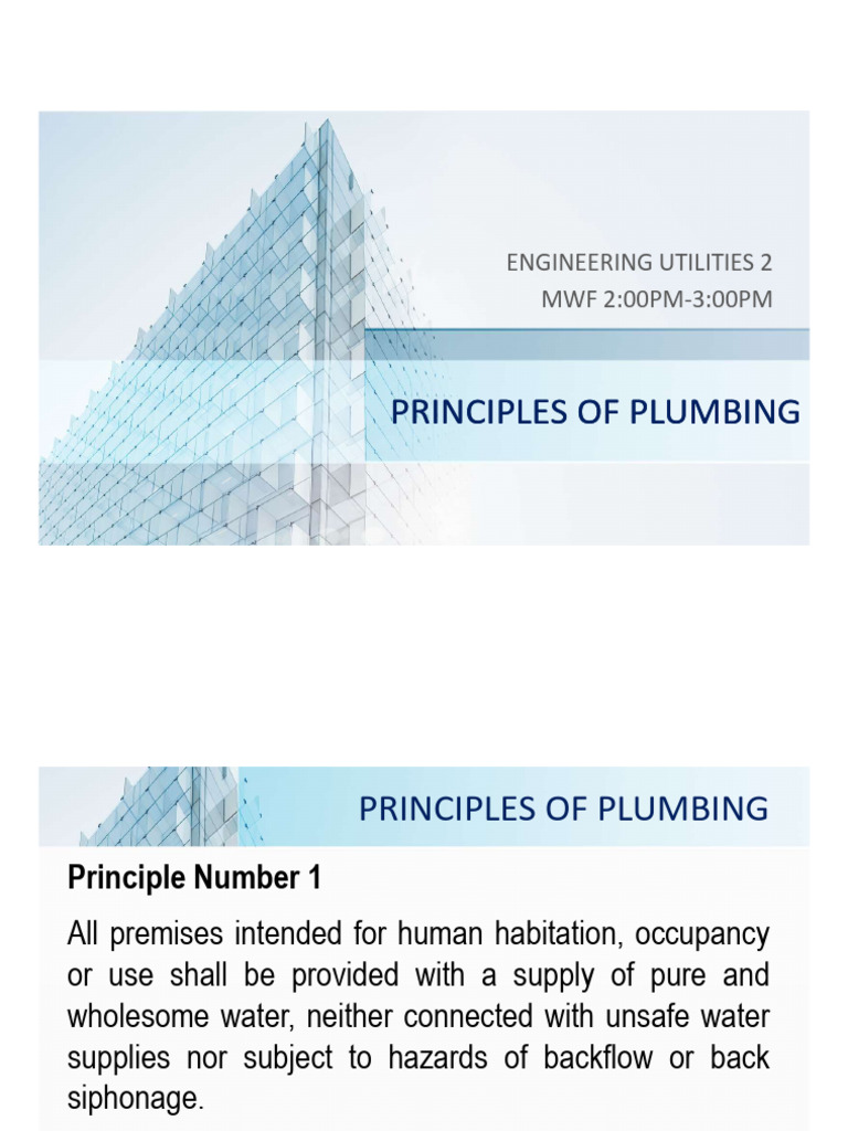 Plumbing Principles Pdf Plumbing Hydraulic Engineering