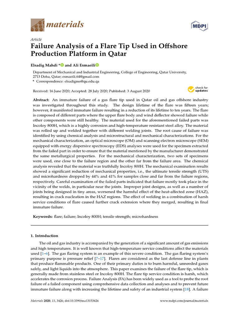 Flare Tip Failure Analysis in Qatar | PDF | Scanning Electron ...