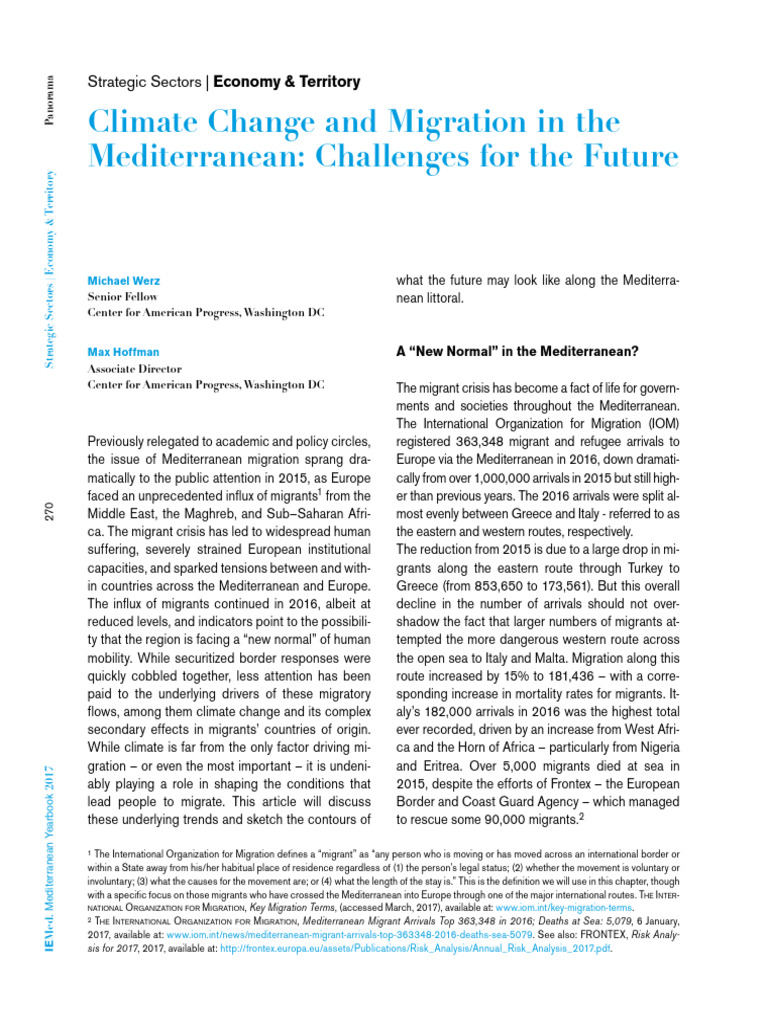 Climate Change and Migration in The Mediterranean Challenges For The ...