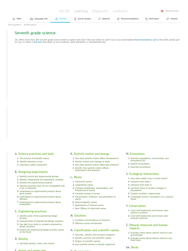 7th Grade Science Skills Overview | PDF | Force | Waves