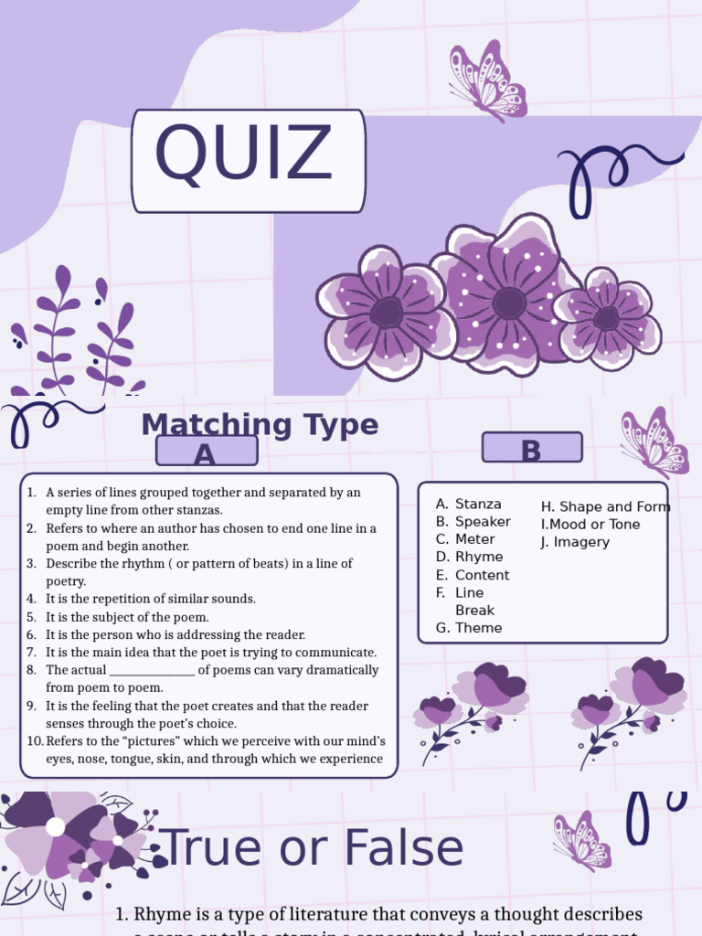 Poetry Structure and Elements Quiz | PDF
