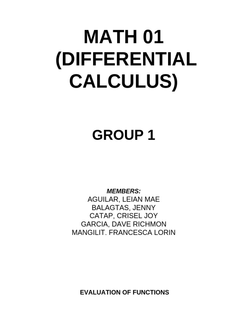 Differential Calculus Function Evaluation Guide | PDF | Continuous Function | Function (Mathematics)