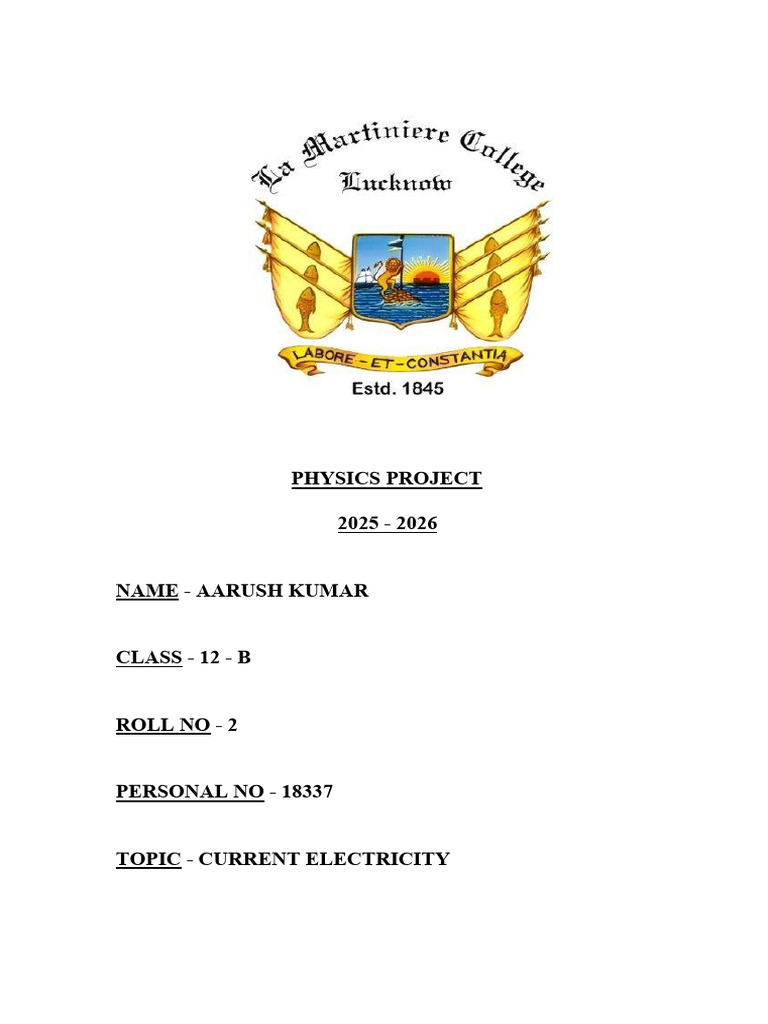 Class 12 Current Electricity Project | PDF | Electric Current | Inductor