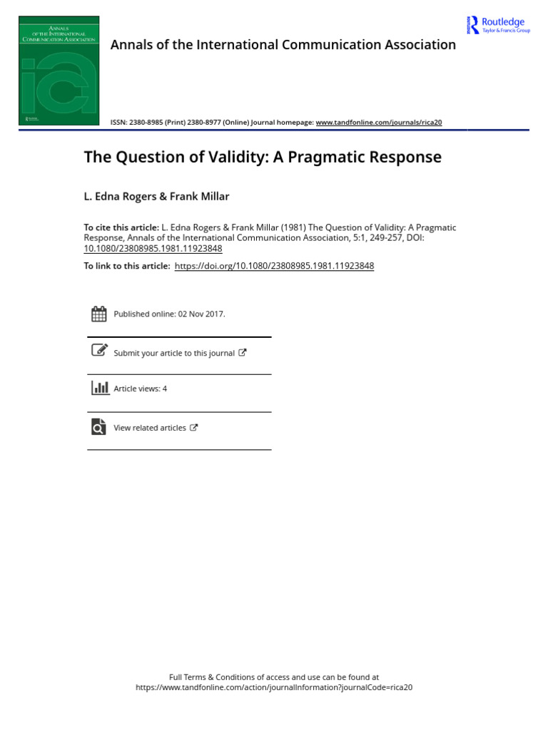 Pragmatic Validity in Communication Theory | PDF | Communication ...