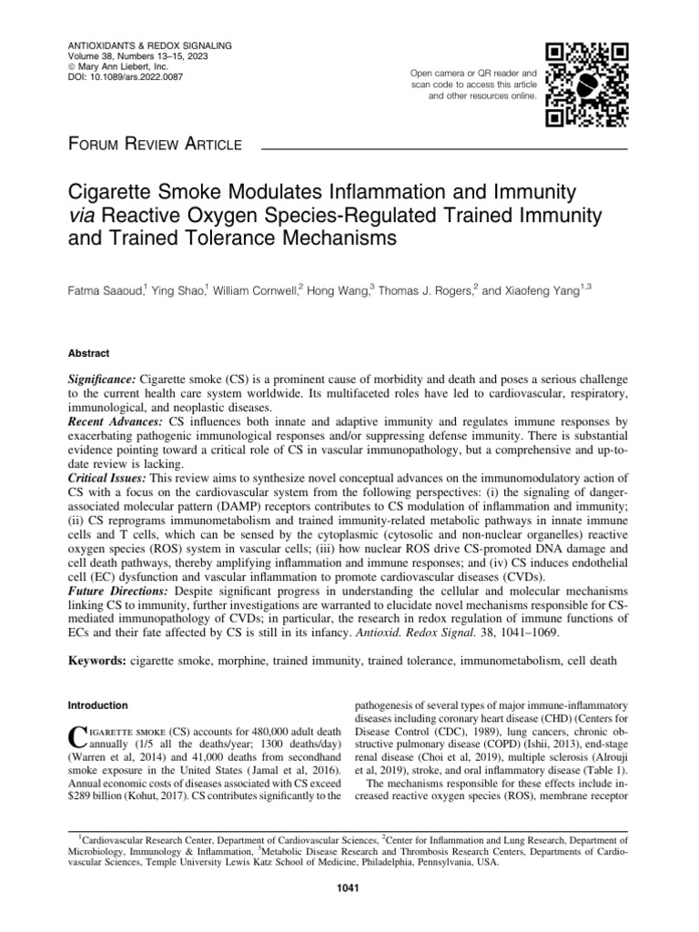Cigarette Smoke Modulates Inflammation and Immunity | PDF ...