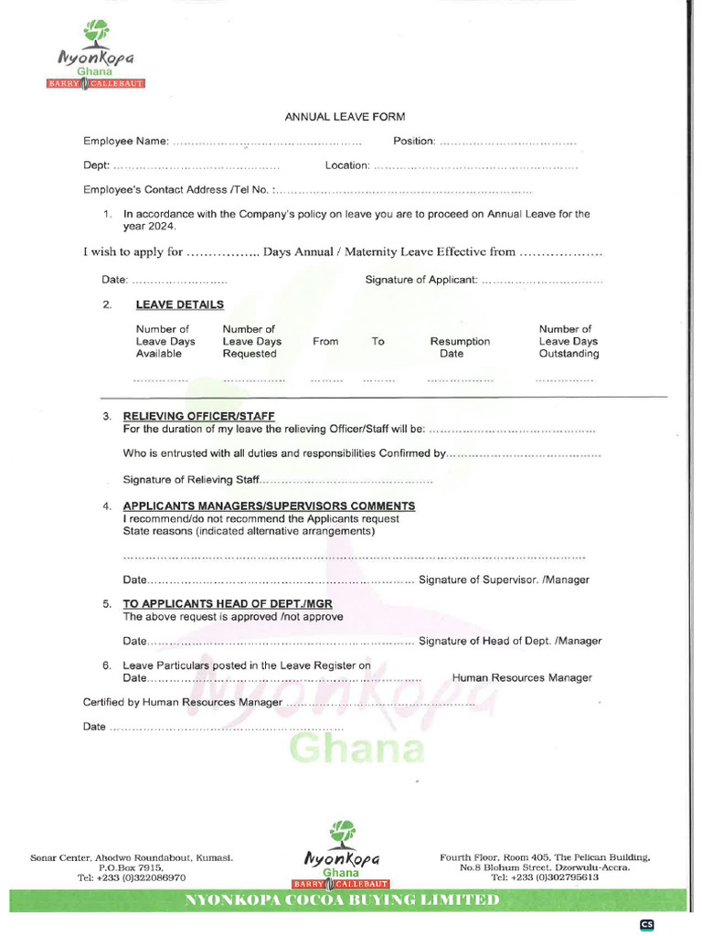Updated Annual Leave Form - 2024(4) | PDF