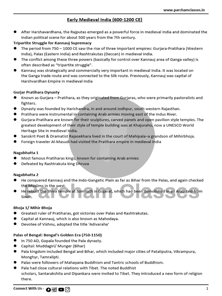 Lecture 01 - Early Medieval India (600-1200 CE) | PDF