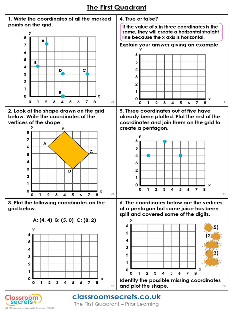 First Quadrant Coordinate Activities | PDF | Cartesian Coordinate ...