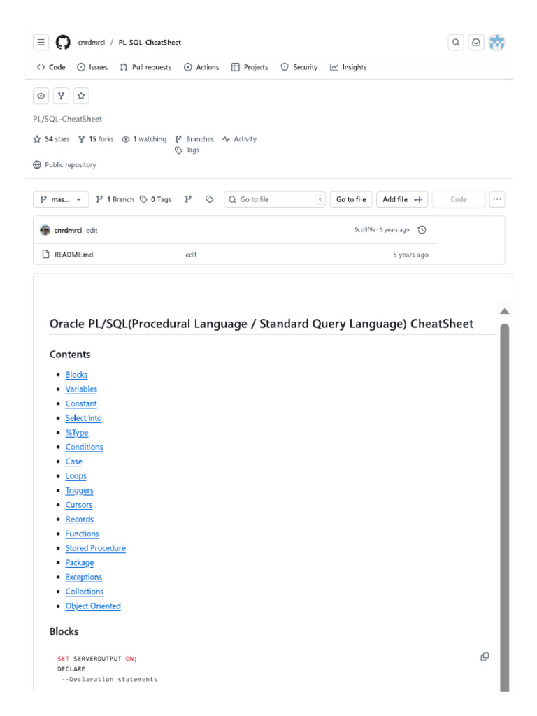 PLSQL Cheat Sheet | PDF