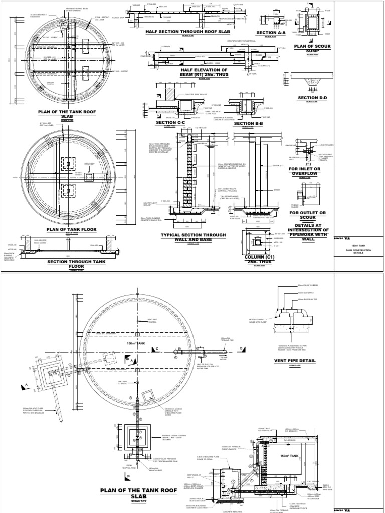 150m³ Water Tank Construction Details | PDF | Structural Engineering ...