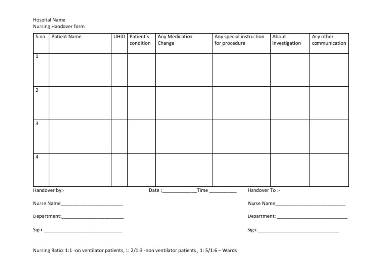 Nursing Handover Form | PDF