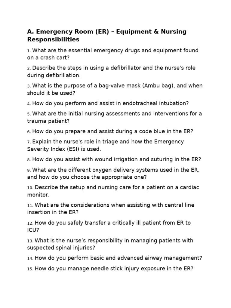 A. Emergency Room ER Equip | PDF | Intensive Care Unit | Emergency ...
