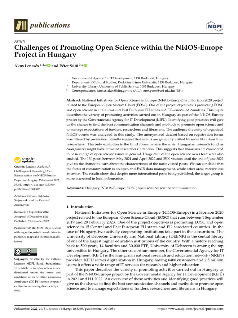 Promoting Open Science in Hungary | PDF | Open Access | Hungary