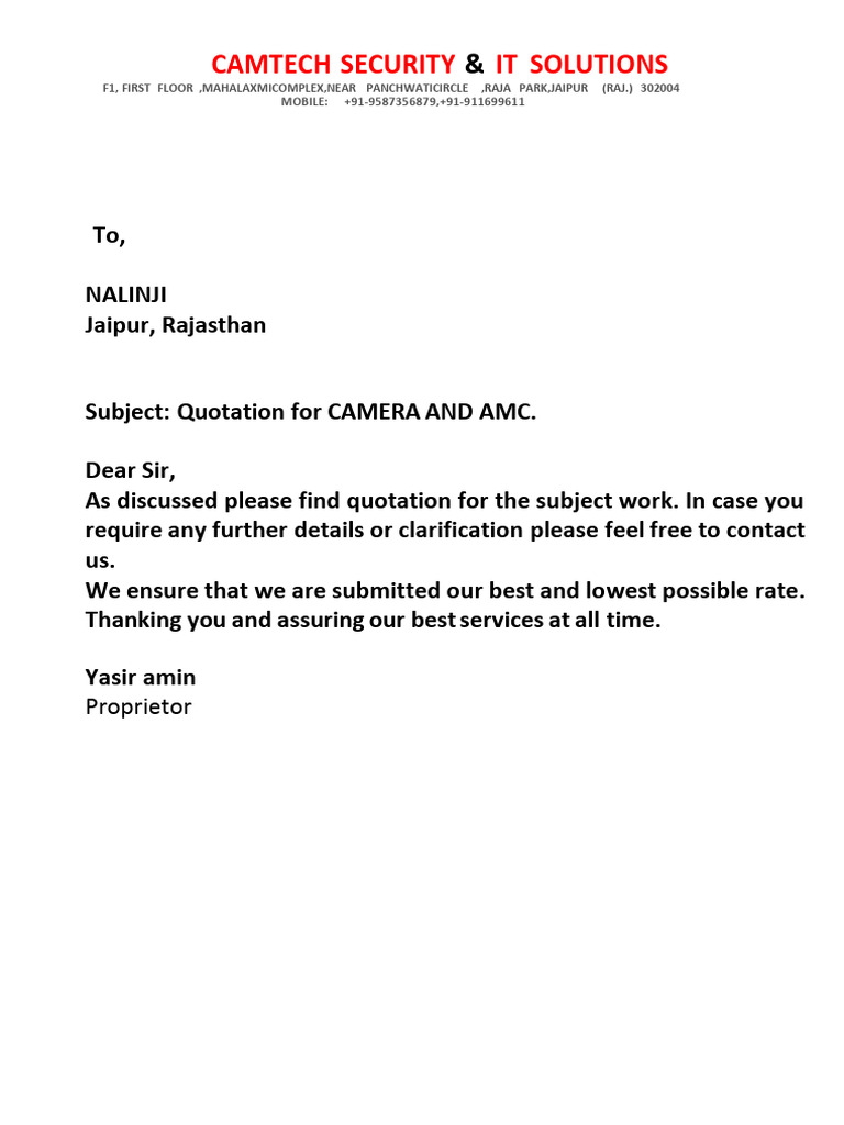 Nalin Ji Ip Camera or VDP Quotation Home | PDF | Electronics | Information And Communications ...