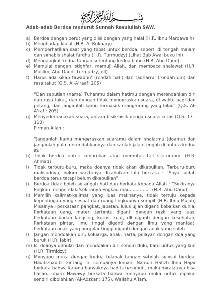 Adab Berdoa Sesuai Sunnah Rasulullah | PDF