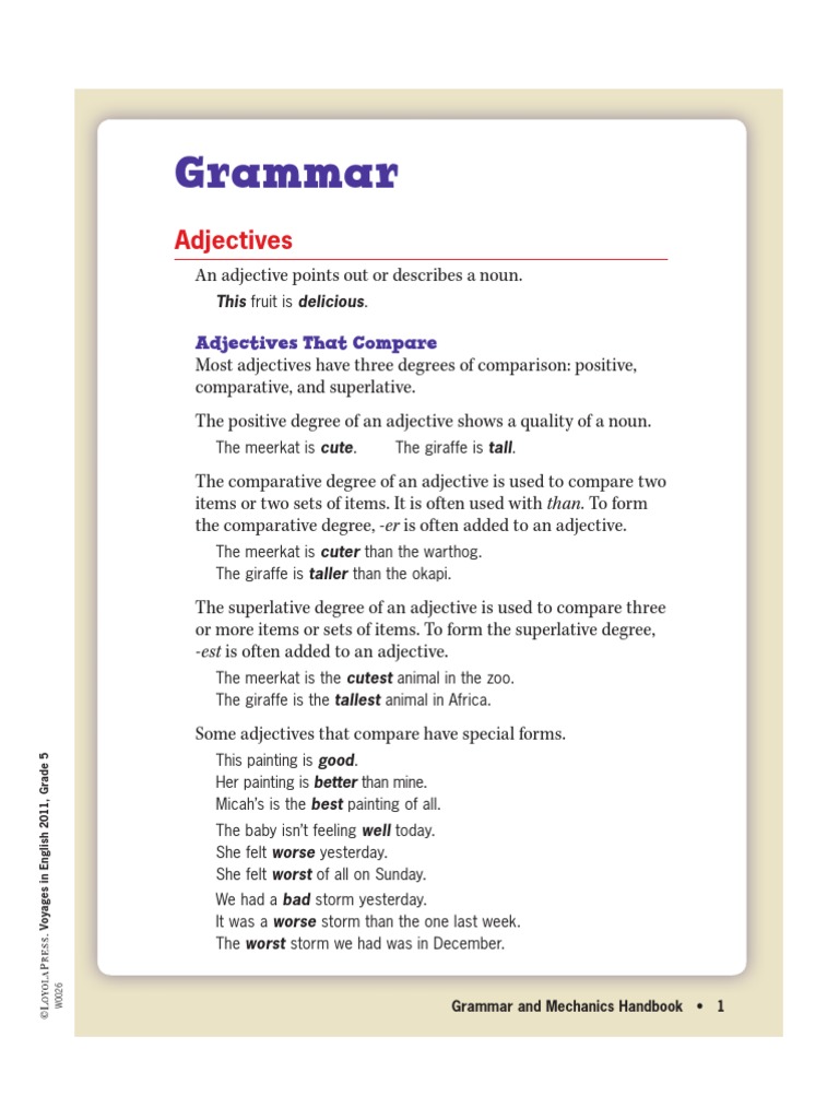 Voyages in English Grade5 Grammar Handbook | PDF | Pronoun ...