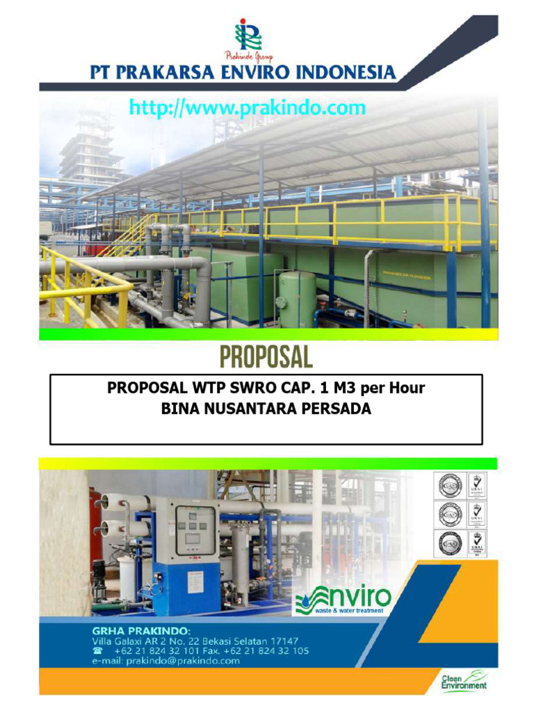 SWRO Water Treatment Proposal 1M3/Hr | PDF | Membrane | Water