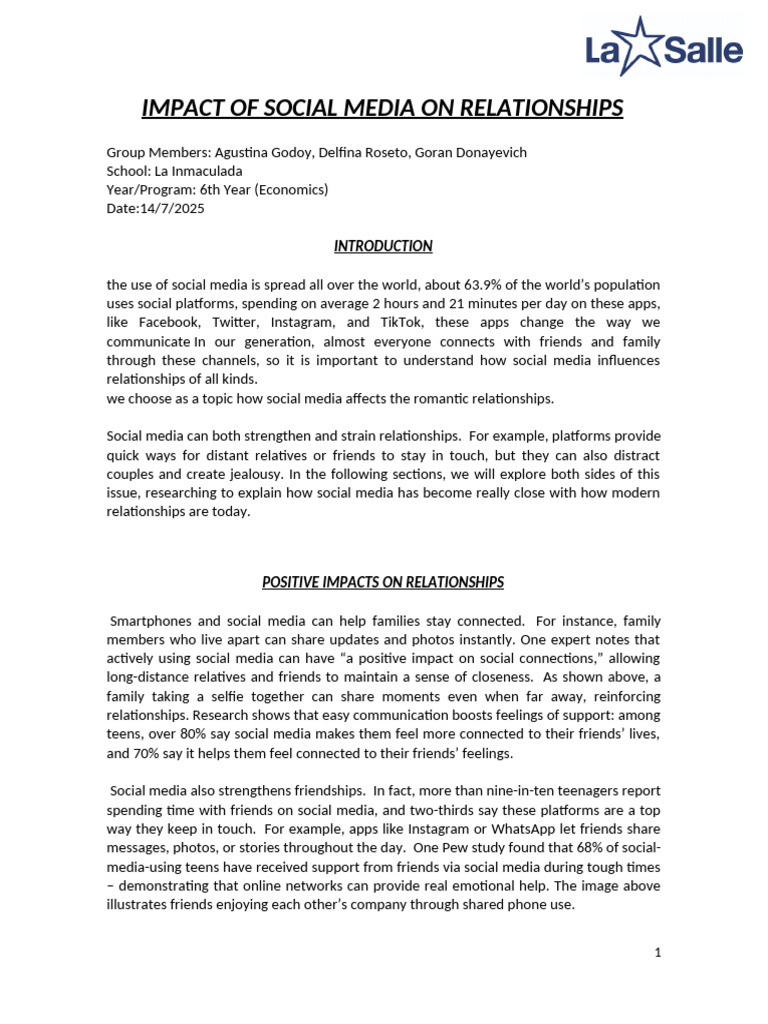 Impact of Social Media On Relationships | PDF | Social Media | Popular ...