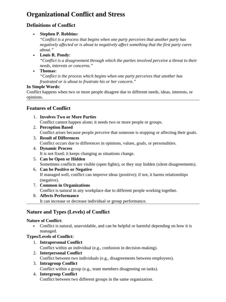 Organizational Conflict and Stress | PDF | Negotiation | Conflict (Process)