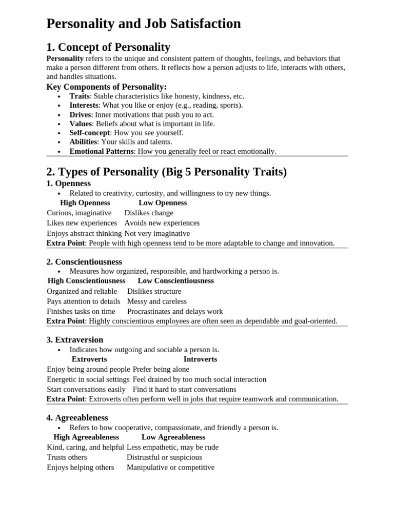 Personality's Impact on Job Satisfaction | PDF | Emotions ...