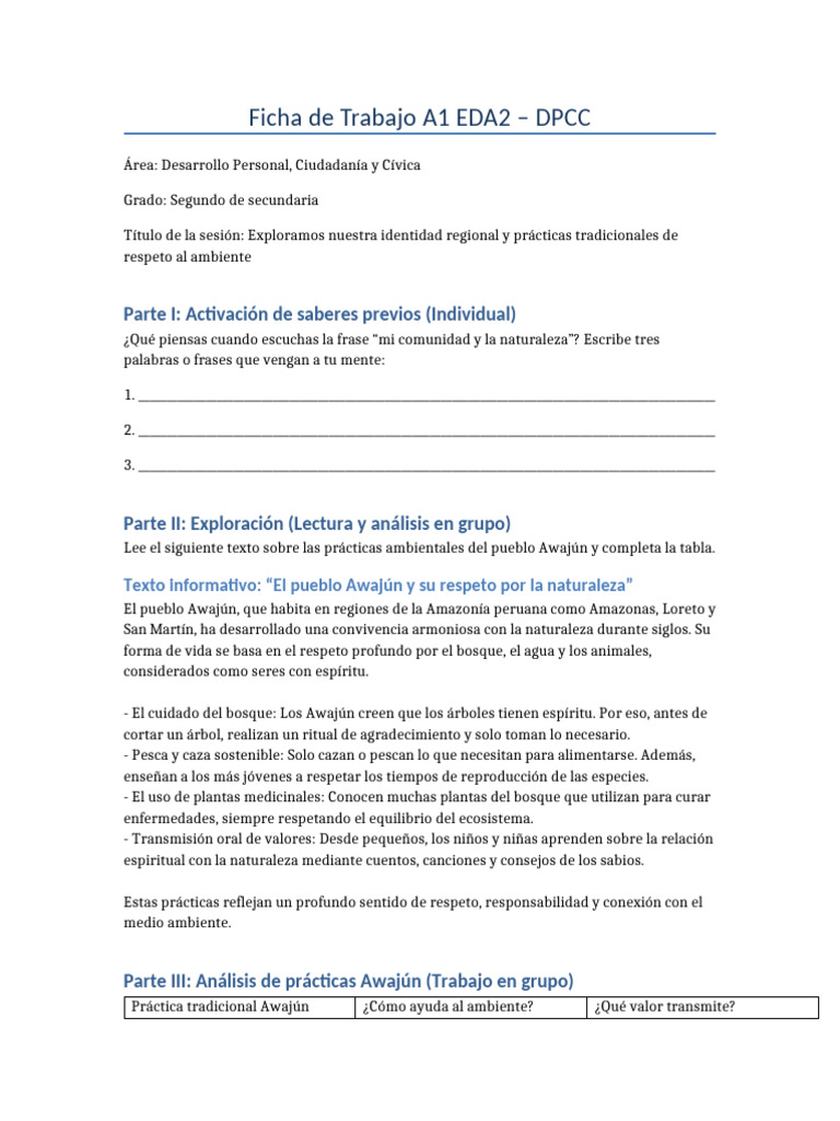 Anexo A1 Eda 2 Segundo | PDF | Entorno natural | Los bosques