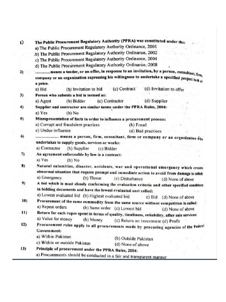 Ppra Form Book MCQ | PDF