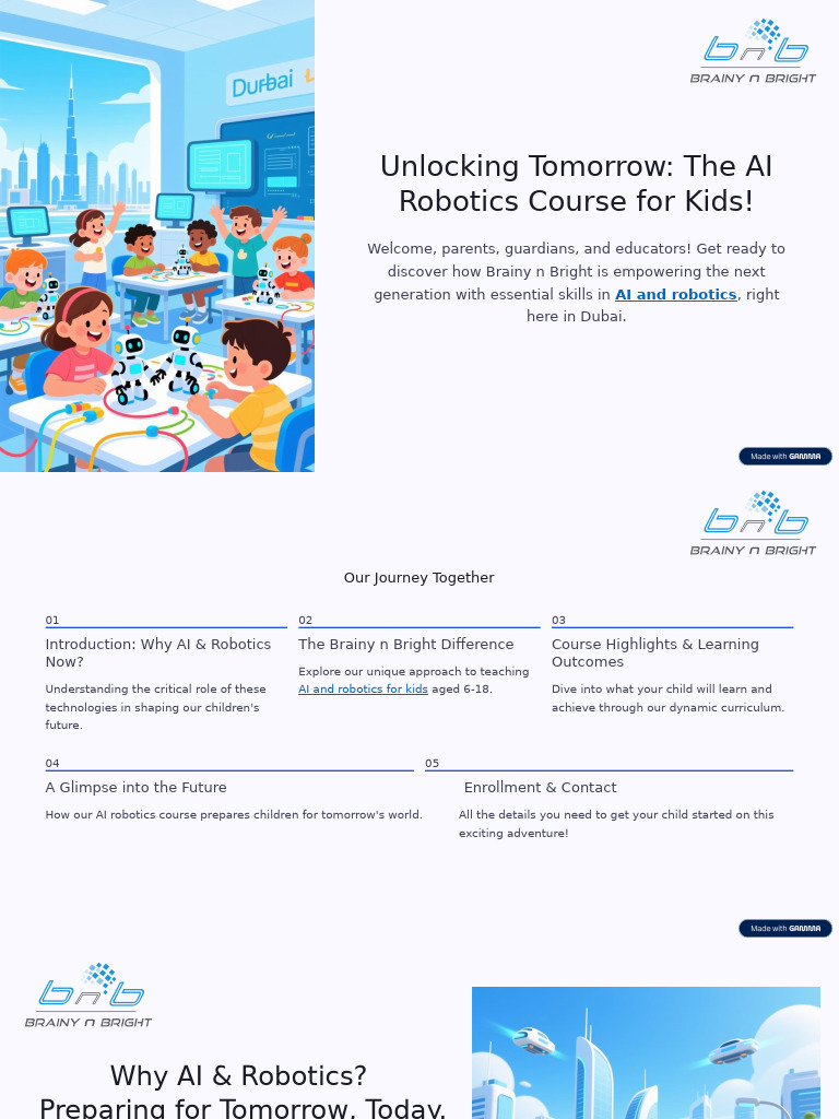 AI Robotics Course for Kids in Dubai | PDF | Artificial Intelligence ...
