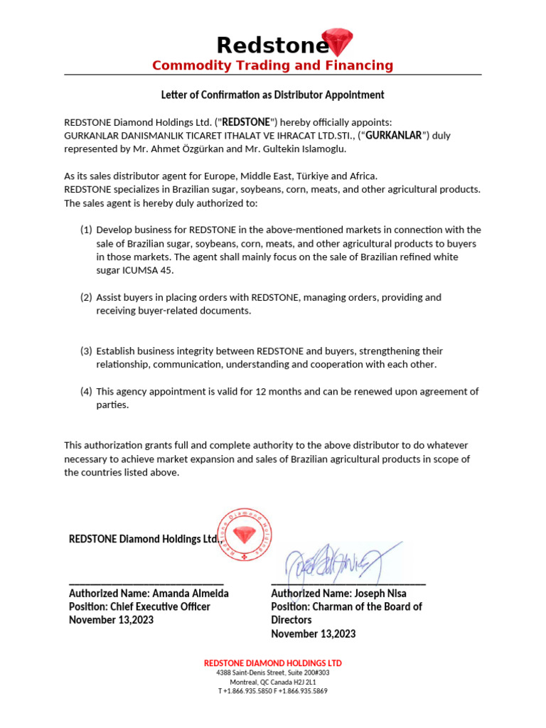 Distributor Agreement 13-11-23 | PDF