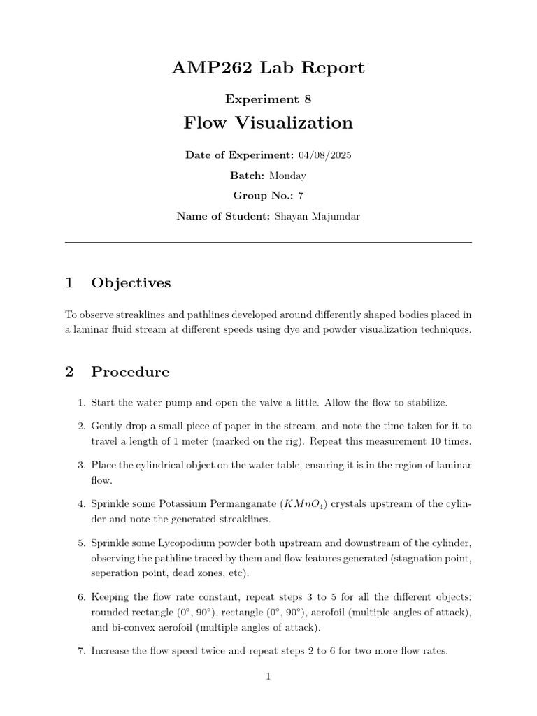 Flow Visualization in Laminar Flow Experiment | PDF | Airfoil | Lift ...