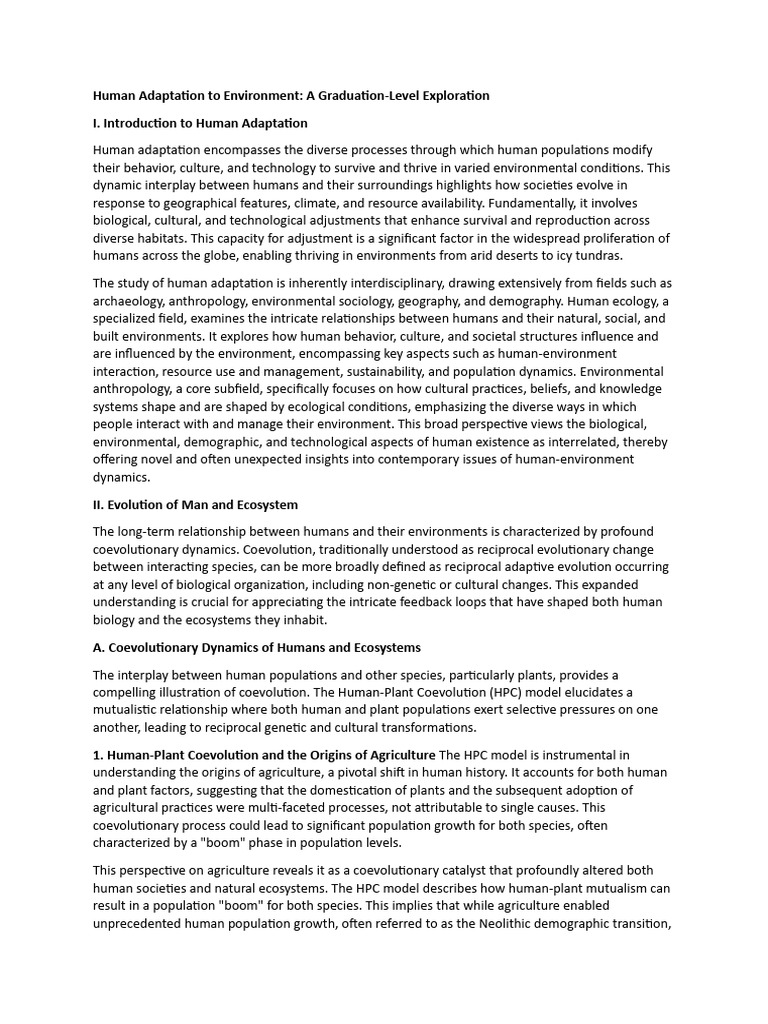 Human Adaptation to Environment | PDF | Ecology | Human Evolution